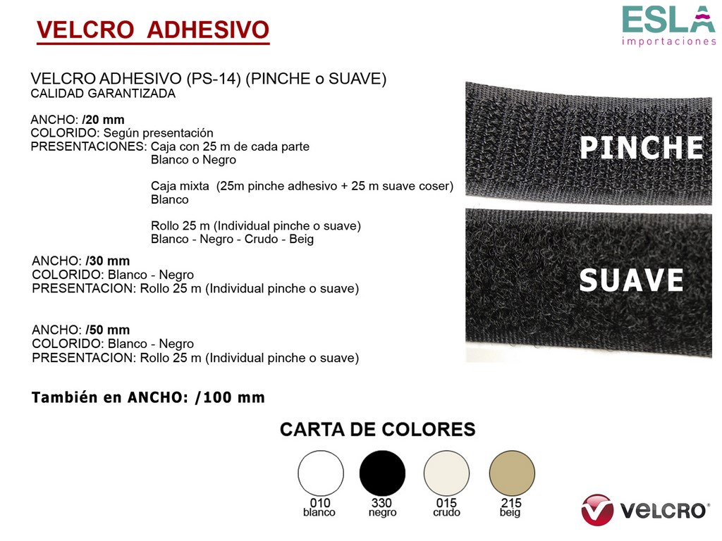 Esla Importaciones: Somos distribuidores de VELCRO ADHESIVO
